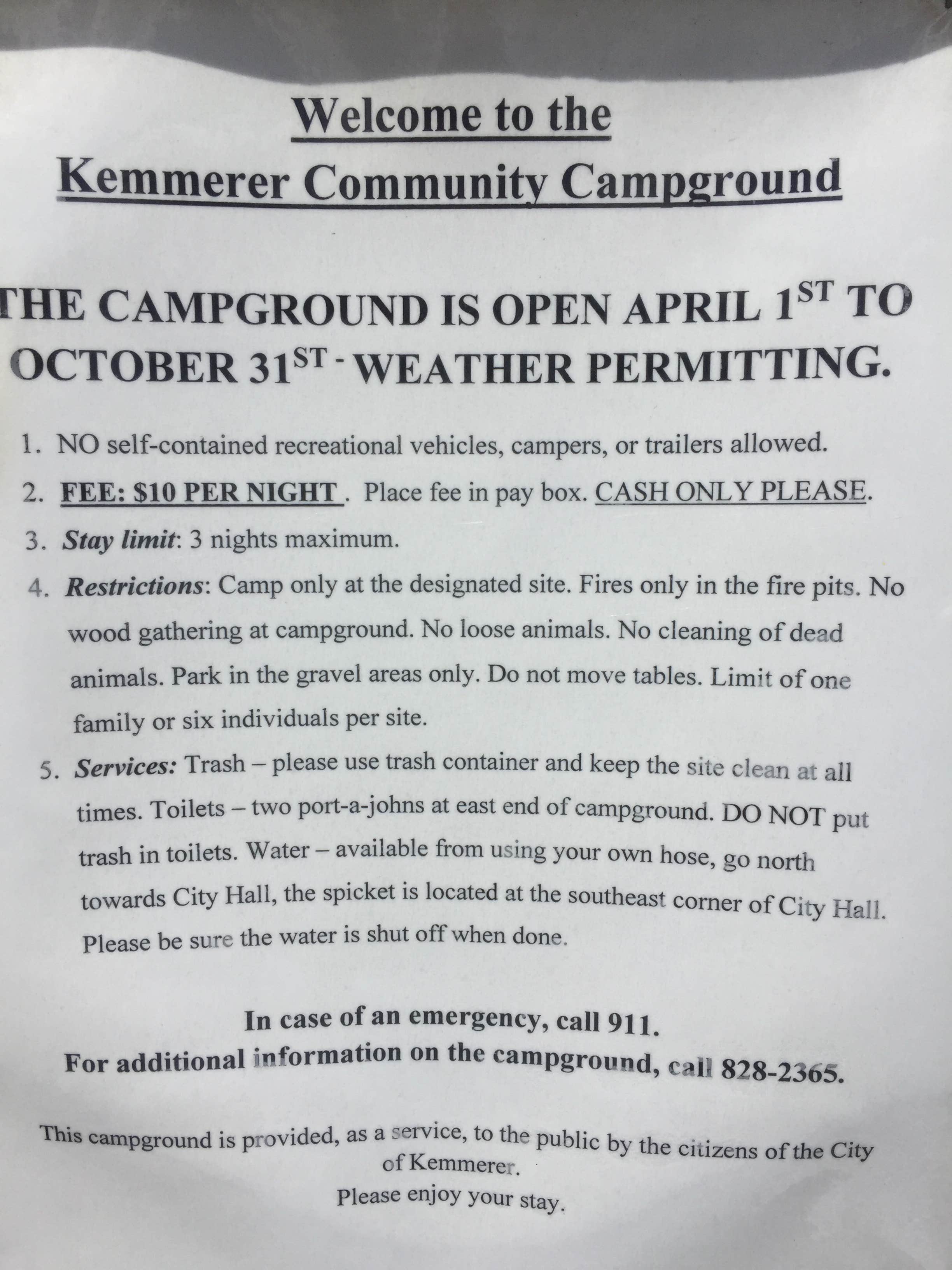 Kemmerer Tent Park Camping | Frontier, WY