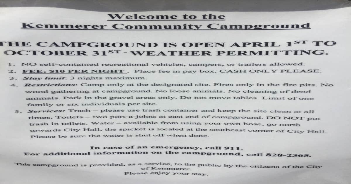 Kemmerer Tent Park Camping | Frontier, WY