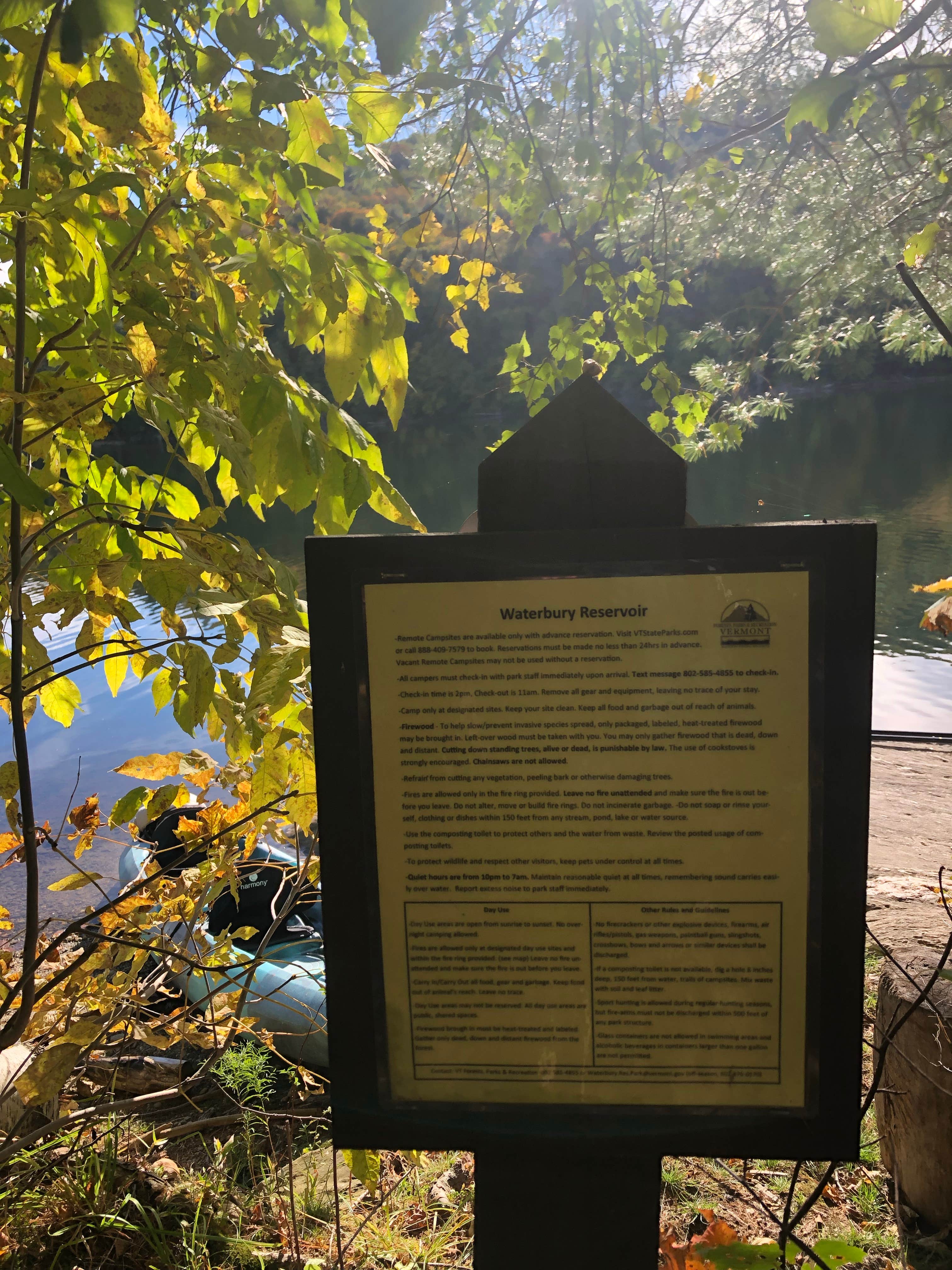 Waterbury Reservoir Remote Sites — Waterbury Center State Park Camping ...